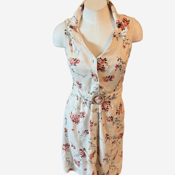 Mango | Dresses | Mango Floral Mng Linen Blend Dress Size 2 Us Uk Xs ...
